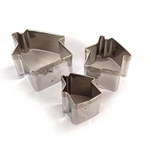 3 mini stainless steel cookie cutters - Houses