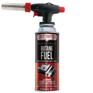 chef master premium butane torch | 90022 | chef’s kitchen torch | fits 8 oz butane can | adjustable flame knob