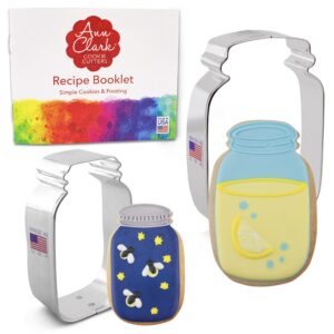 mason jar cookie cutters 2-pc. set made in usa by ann clark, 3.25", 4.5"