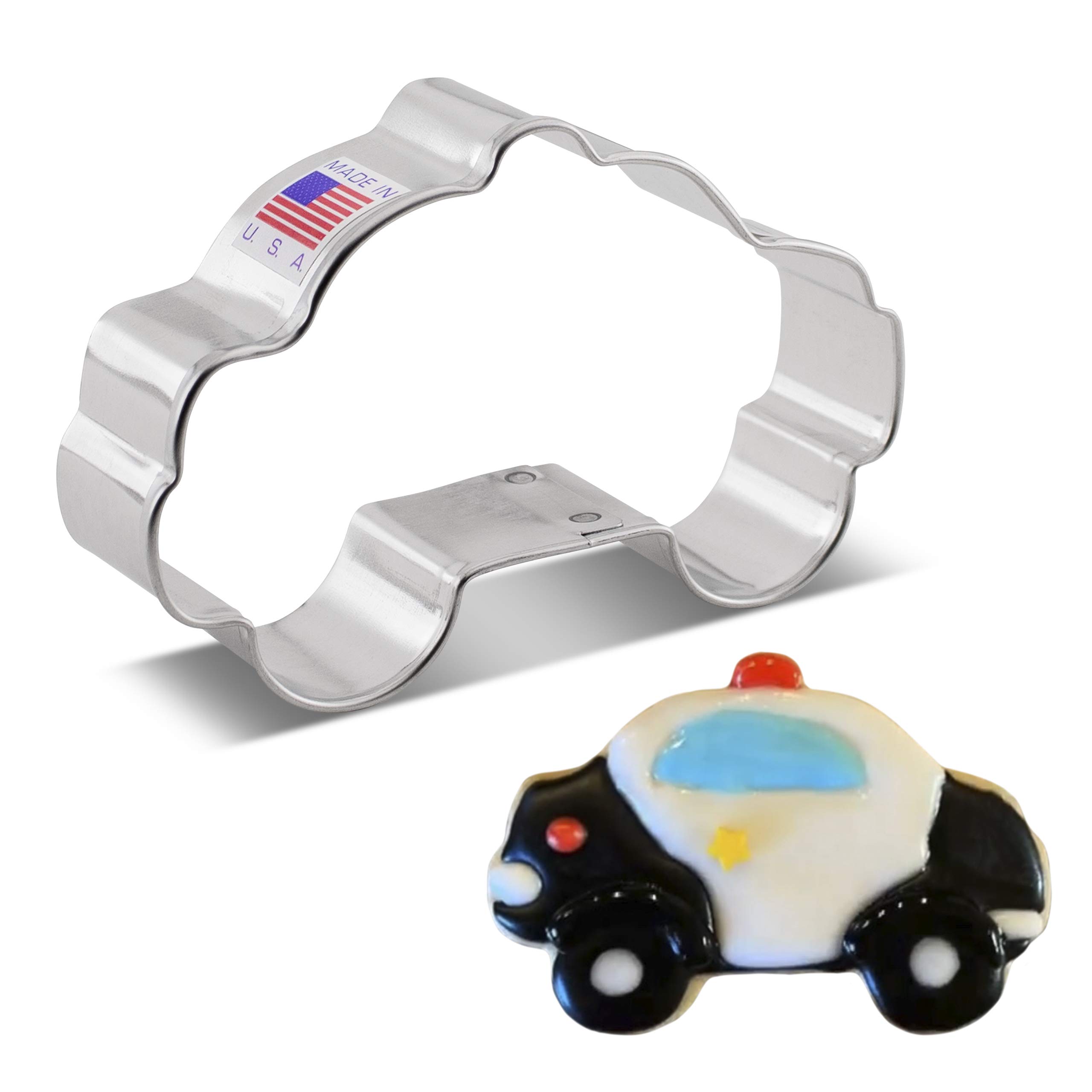 Police Car Cookie Cutter, 3.75" Made in USA by Ann Clark