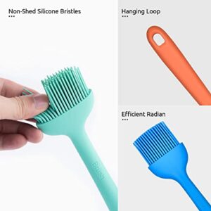 Angled Silicone Pastry Brush: U-Taste 600ºF Heat Resistant Kitchen Basting Cooking Baking Food Rubber Head-Up Baster Brush for Oil Sauce BBQ Butter Grill Meat Egg Bread (2 Small + 1 Large)