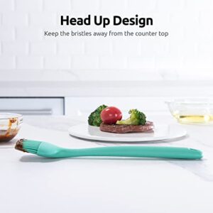 Angled Silicone Pastry Brush: U-Taste 600ºF Heat Resistant Kitchen Basting Cooking Baking Food Rubber Head-Up Baster Brush for Oil Sauce BBQ Butter Grill Meat Egg Bread (2 Small + 1 Large)