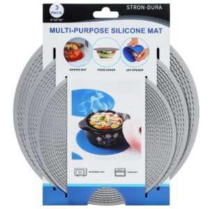 stron-dura 12 "10" 8" microwave mat, multi purpose pot holders,trivets for hot dishes,trivet, drying mat,baking mat,place mat,utensils rest,food safe heat resistant,gray