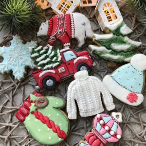 LILIAO Winter Holiday Christmas Cookie Cutter Set - 4 Piece - Ugly Sweater, Stocking, Hat and Mitten Fondant Biscuit Cutters - Stainless Steel