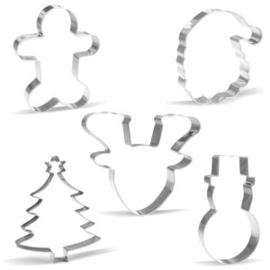 giant christmas cookie cutter set - 5 piece - stainless steel