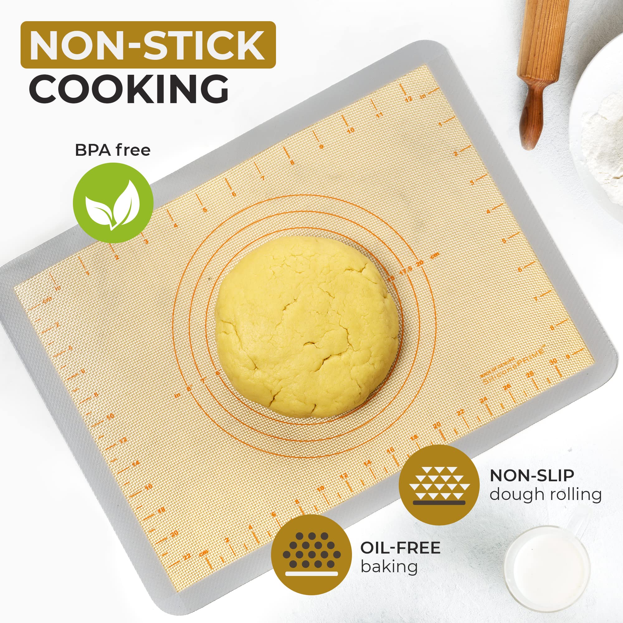 Silicone Baking Mat Thick & Non-Stick Surface - Oven Microwave Dishwasher Freezer Safe - Reusable Sheet for Making Cookies, Baked Goods - Small Rolling Pad for Dough - 15.75"x11.81" by Cook’n’Chic