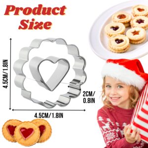 Crethinkaty 9 Pcs Mini Christmas Linzer Cookie Cutters Set, Christmas Stainless Steel Cookie Cutters, Christmas Tree, Gingerbread Man, Snowman, Elk - for Christmas Winter Holiday Baking