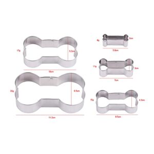 1 Set Stainless Steel Dog Bone Shaped Cookie Cutter Mousse Cake Biscuit Mold Baking Kitchen Pastry Tools, 5 Sizes