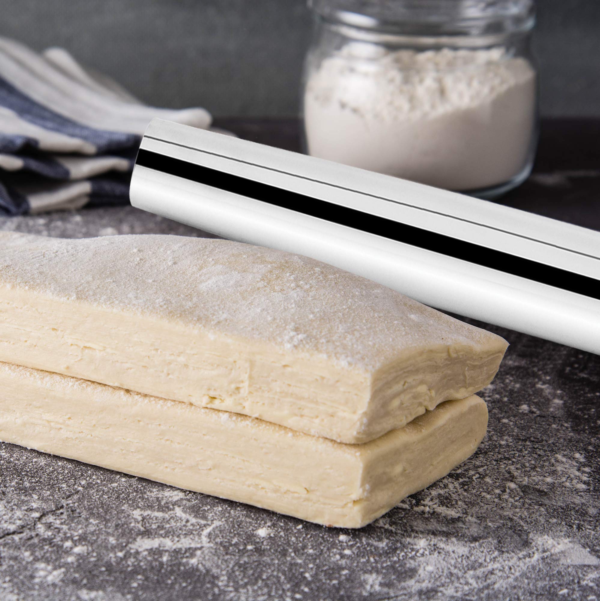 Fox Run Stainless Steel French Rolling Pin, 18" L x 1.25" D, Tapered