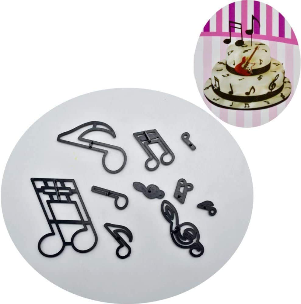 Musical Note Fondant Cutter, Dfinego 10PCS Cookie Cutters Set for Party/Anniversary/Wedding/Engagement Cake Decorating Fondant Mould Sugar Craft Cutting Tool