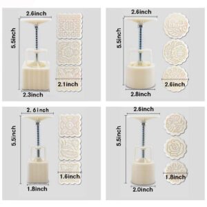 PowerKing Cookie Stamps, Cookie Presses, Moon Cake Mold, DIY Decoration Hand Press Cutter for Party Home Hotel (4 Sets, Each 3 Pattern Stamps)