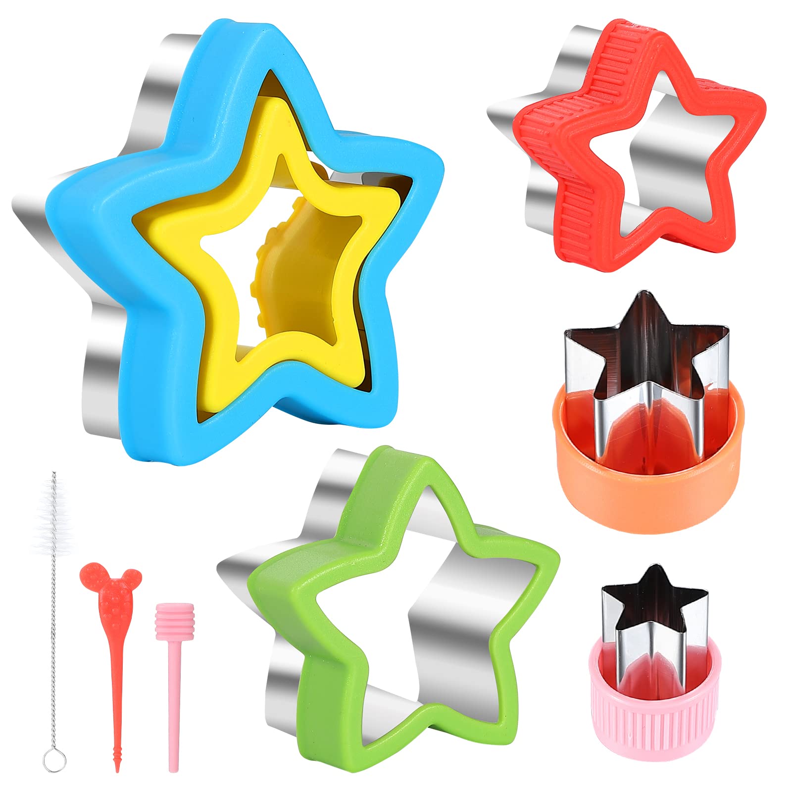 MUYIYAMEI Star Cookie Cutters Set Sandwich Cutter and Sealer Five-Pointed Star Cutter Star Shaped Cookie Cutter Biscuit Molds Fondant Cake Cheese Cutter Pastry Mold Bakeware Tools (Assorted Sizes)