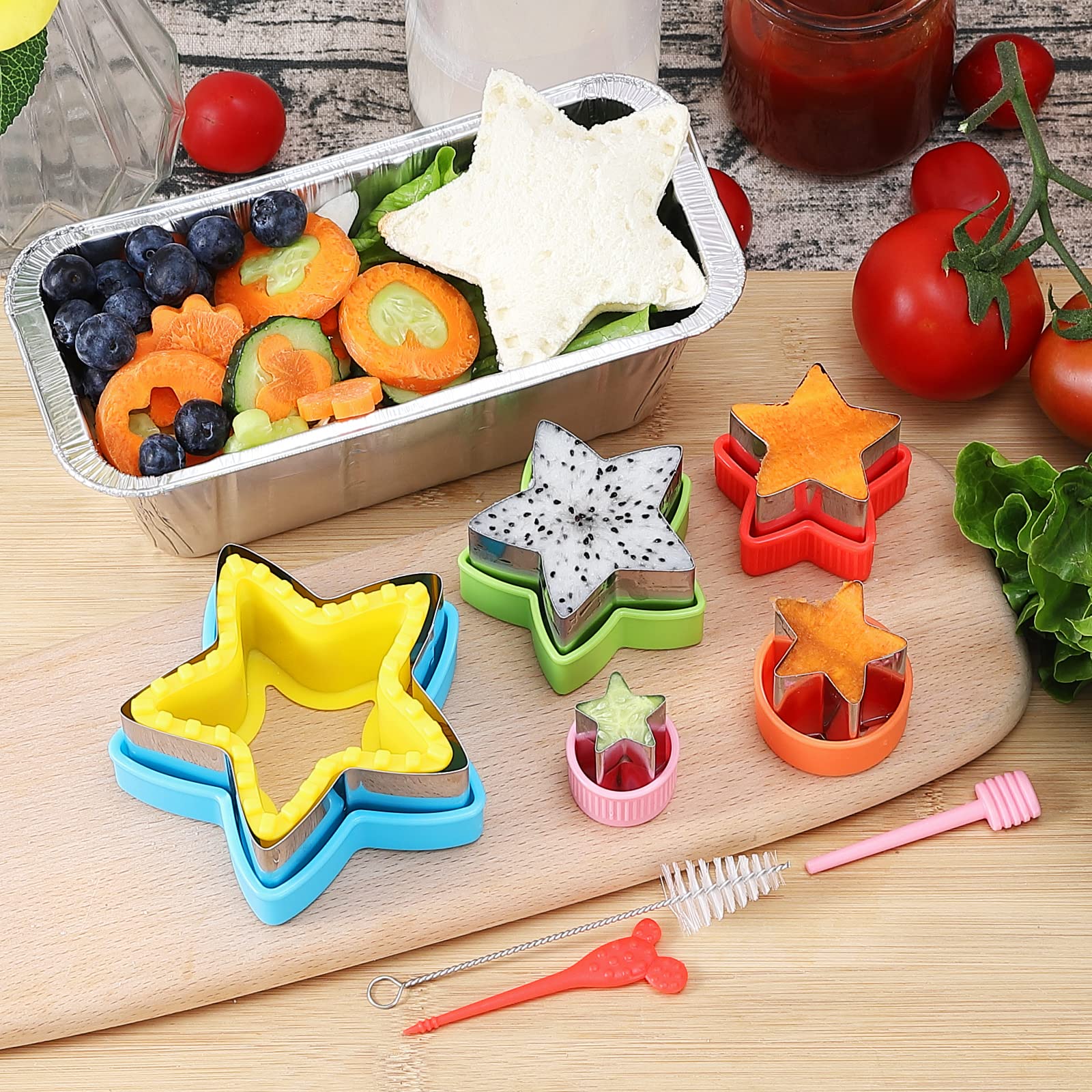 MUYIYAMEI Star Cookie Cutters Set Sandwich Cutter and Sealer Five-Pointed Star Cutter Star Shaped Cookie Cutter Biscuit Molds Fondant Cake Cheese Cutter Pastry Mold Bakeware Tools (Assorted Sizes)