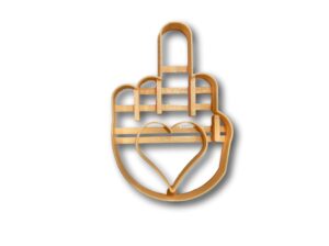 middle finger with heart imprint cookie cutter