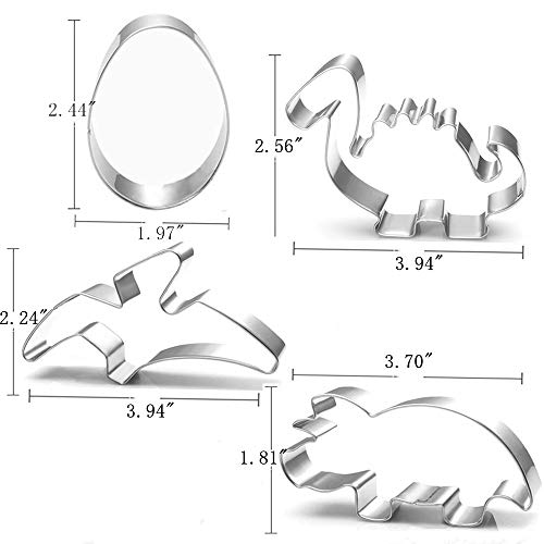 Dinosaur Cookie Cutter Set - 8 Piece - Brontosaurus Camarasaurus T-Rex Stegosaurus Triceratops Pterodactyl Baby Dinosaur and Dinosaur Eggs,Stainless Steel Cookie Fondant Molds for Birthday Party