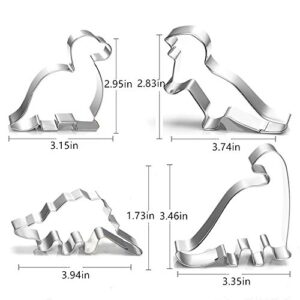 Dinosaur Cookie Cutter Set - 8 Piece - Brontosaurus Camarasaurus T-Rex Stegosaurus Triceratops Pterodactyl Baby Dinosaur and Dinosaur Eggs,Stainless Steel Cookie Fondant Molds for Birthday Party