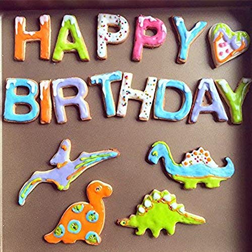 Dinosaur Cookie Cutter Set - 8 Piece - Brontosaurus Camarasaurus T-Rex Stegosaurus Triceratops Pterodactyl Baby Dinosaur and Dinosaur Eggs,Stainless Steel Cookie Fondant Molds for Birthday Party