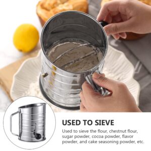 Hemoton Hand-Operated Powder Sieve Flour Sifter Cooking Rotary Baking Sifter Sugar Powder Sifter Kitchen Cake Icing Tools Baking Sieve Filter Stainless Crank to Rotate