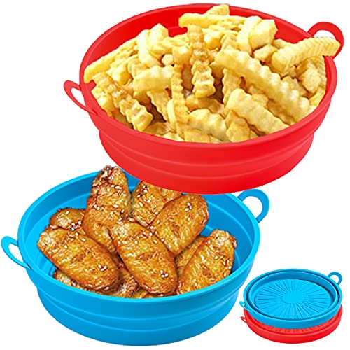 Dfacio 2Pack Silicone Air Fryer Liners, 7.5Inch Reusable Non-Stick Air Fryer Accessories, BPA Free Silicone Air Fryer Pot (Fit 3-5 Qt)