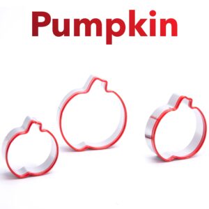 3Pcs Pumpkin Cookie Cutters 2.7" 3.3" 4", Halloween Cookie Cutter, Fall Thanksgiving Cookie Cutters, Biscuit Cutter Set, Coated with Soft PVC for Protection