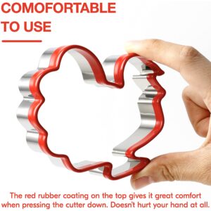 COOKIEQUE 2Pcs Turkey Cookie Cutters 4.5" 3.5", Food-Grade Stainless Steel Fall Thanksgiving Cookie Cutter Set, Biscuit Cutter Set, Holiday Cookie Cutters, Unique Design with Protective Red Top PVC