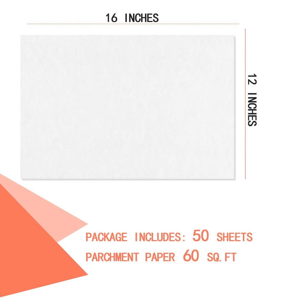 EBIGIC Parchment Paper Sheets Baking 50 Pcs 12 x 16 Inches Kitchens Non-stick Waterproof Precut