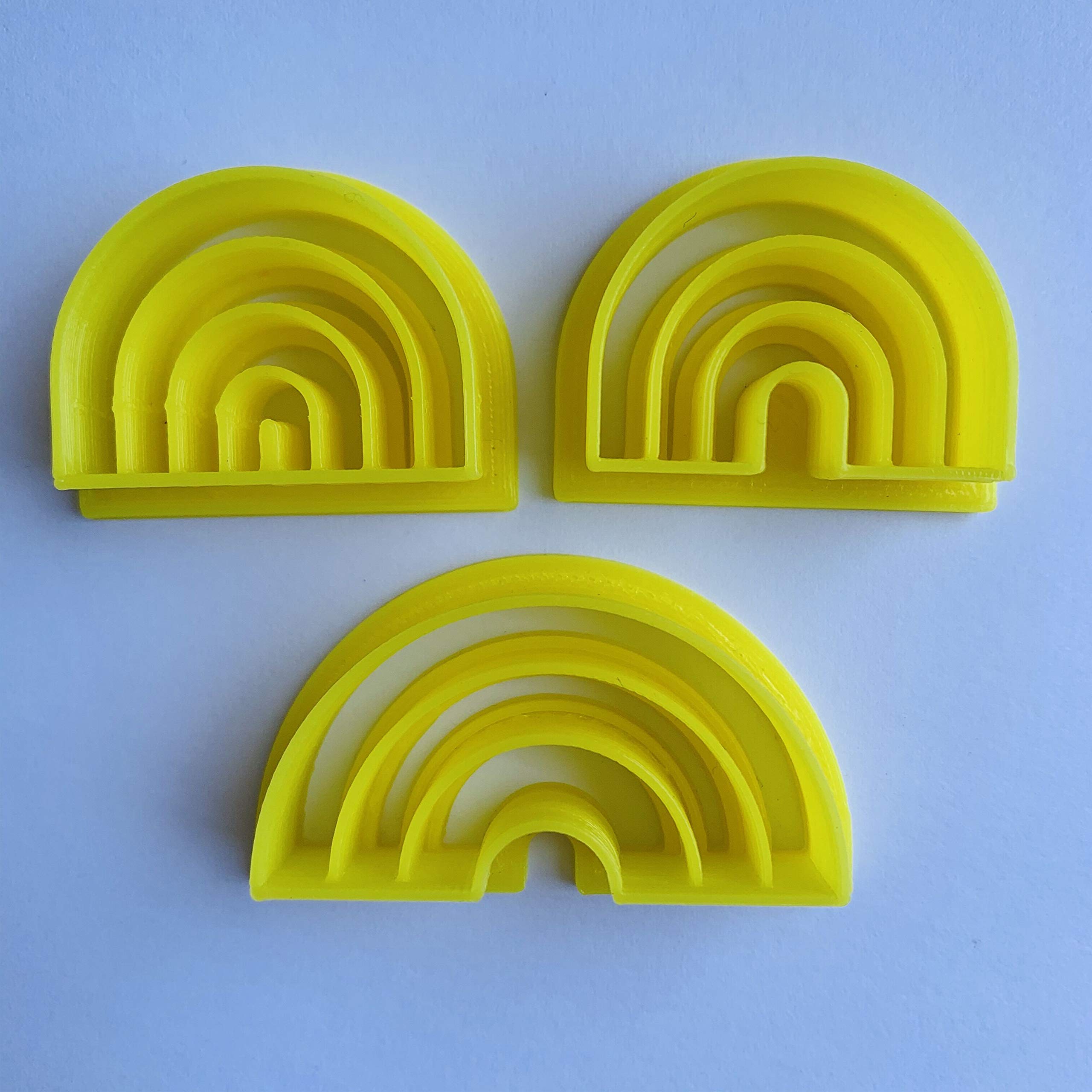 Set of 3 Rainbow Combined Stamp Polymer Clay Cutters 