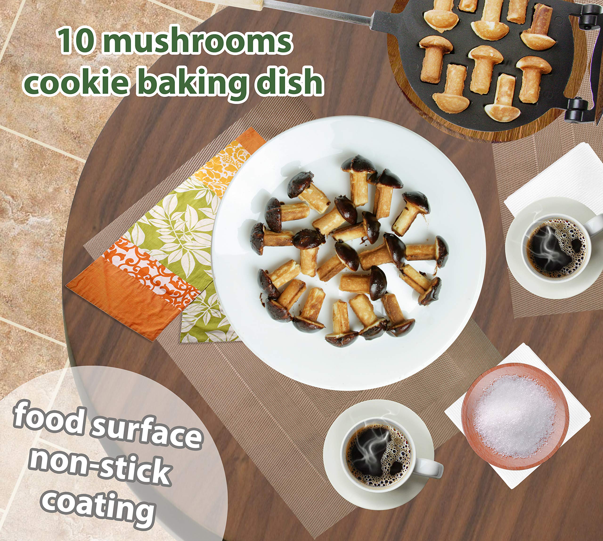 Non-stick Coating Cookie Mold Walnut Mushroom Assorted Tasty Homemade Cookies Baking Tools & Accessories Cookie Presses Bakeware (10 Mushrooms)