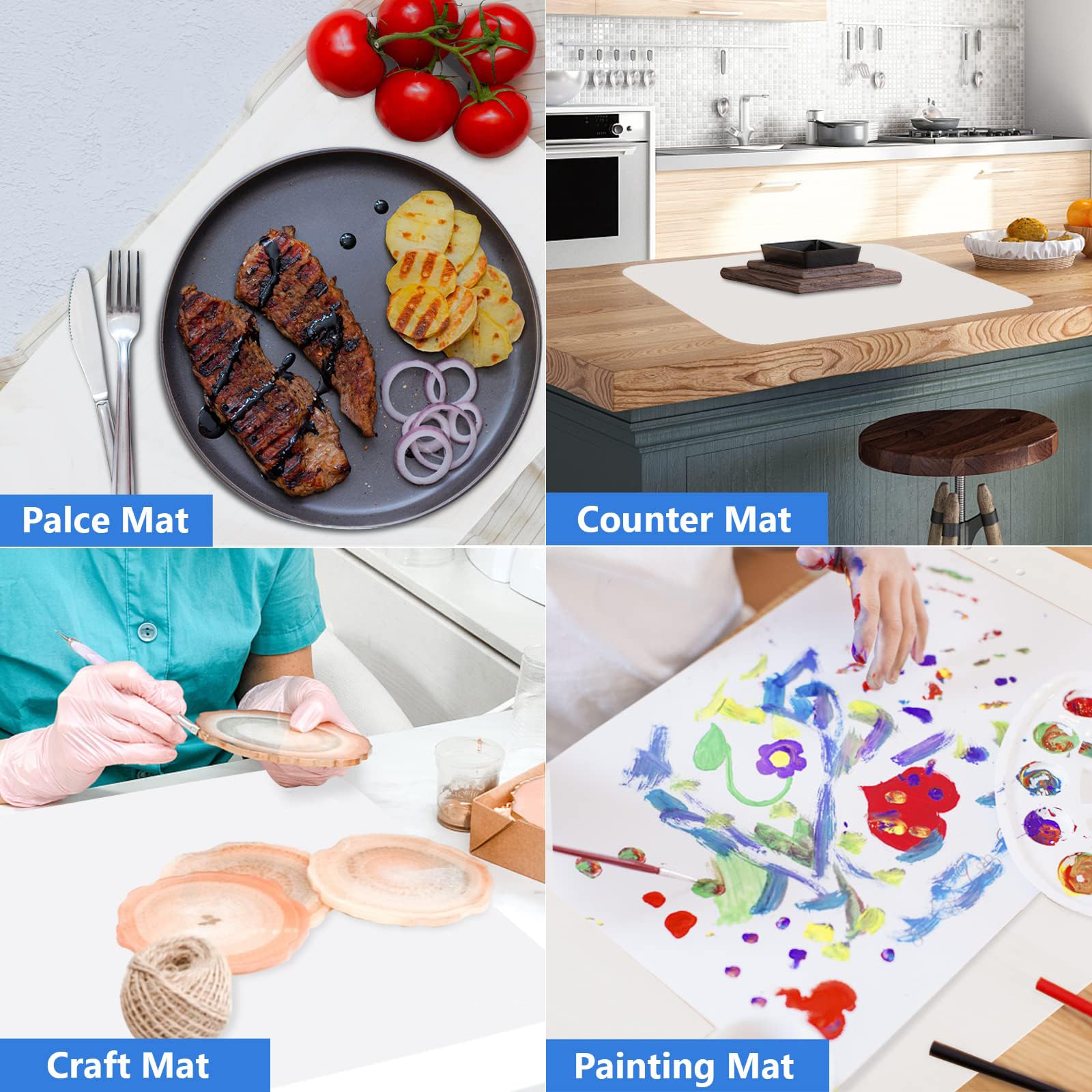 ANCHGPO Large Silicone Mat, 36”x24” Silicone Mats for Kitchen Counter - Heat Resistant Mat for Countertop Cover with Non-Slip, Waterproof Silicone Kitchen Counter Mat for Bar, Resin & Crafts