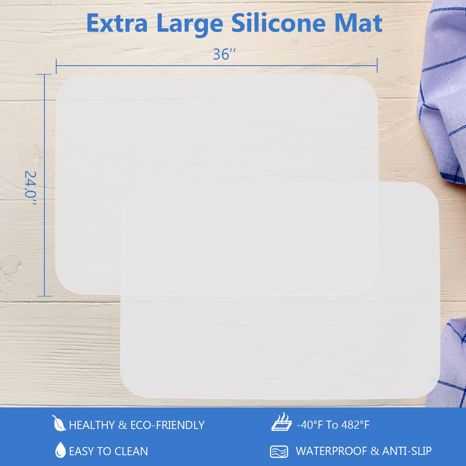 ANCHGPO Large Silicone Mat, 36”x24” Silicone Mats for Kitchen Counter - Heat Resistant Mat for Countertop Cover with Non-Slip, Waterproof Silicone Kitchen Counter Mat for Bar, Resin & Crafts