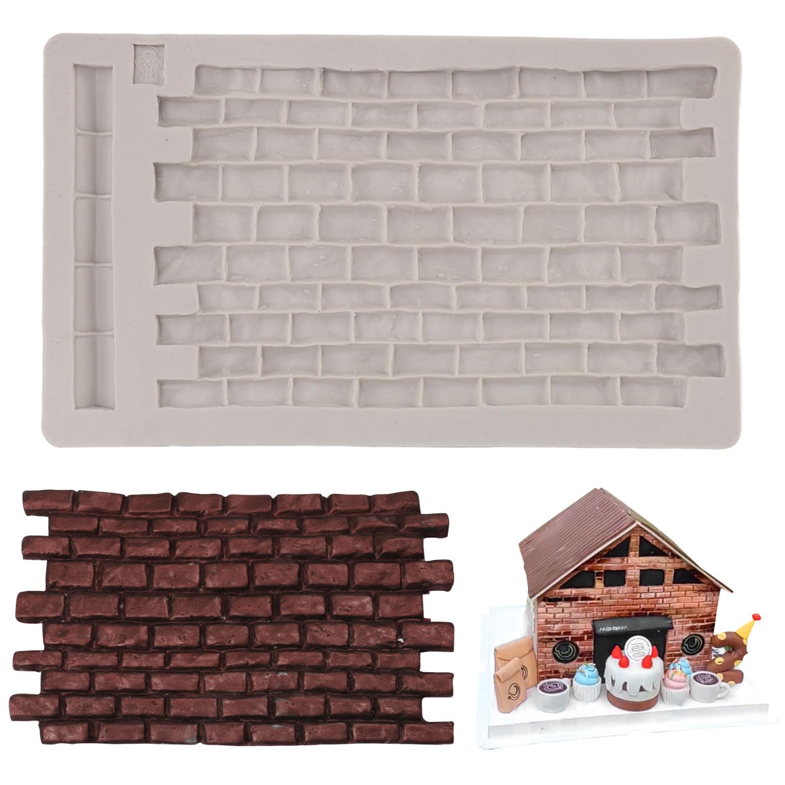 Fondant Impression Mat, Silicone Brick Wall Pattern Lace Mat Silicone Imprint Mold Sugarcraft Wedding Cake Decorating Tools Chocolate Sugar Baking Mold