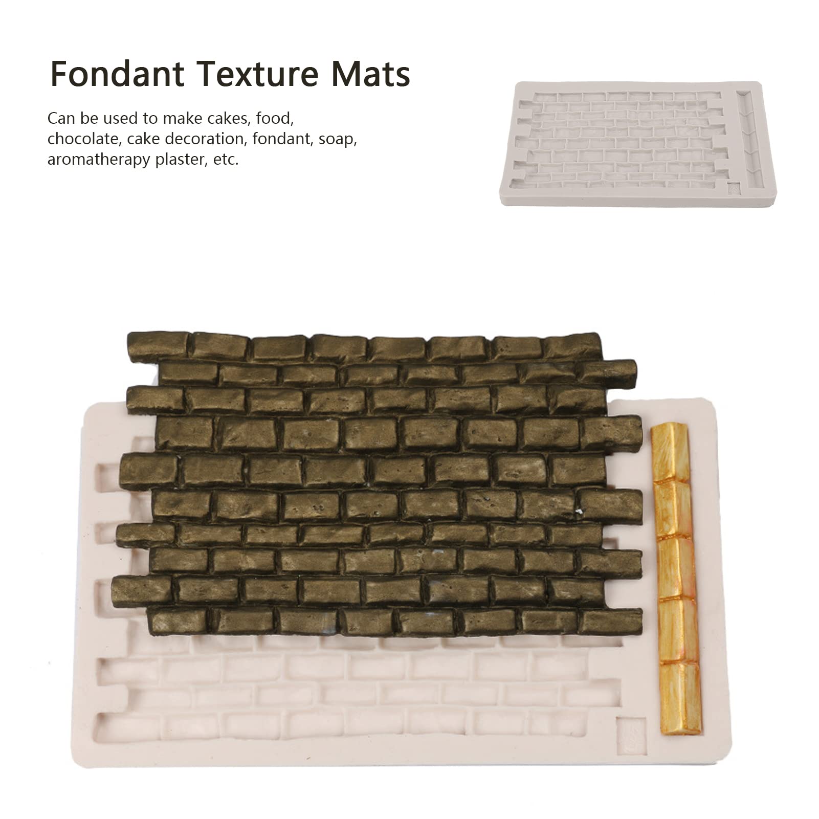 Fondant Impression Mat, Silicone Brick Wall Pattern Lace Mat Silicone Imprint Mold Sugarcraft Wedding Cake Decorating Tools Chocolate Sugar Baking Mold