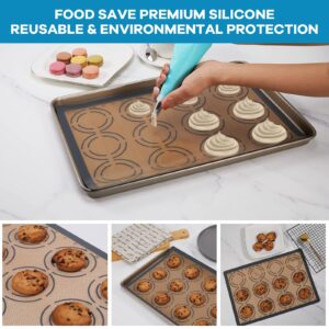 2 Pieces Silicone Baking Mat Set - Non Stick Food Safe, Silicone Fondant Sheet, Non Slip Pastry Mat Easy to Clean