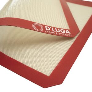 D'Luga 2-pack Non-Stick Silicone Baking Mat, Reusable Heat-Resistant Liner for Baking Pans and Cookies, Easy & Convenient, 16.5"x11.6" size, No oil Greasing Needed, Food-Grade Quality.