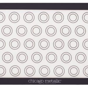 Chicago Metallic Silicone Pastry Mat with Measurements,, Baking Mat with Cookie Marks Gray 16.5x11.5 Inch