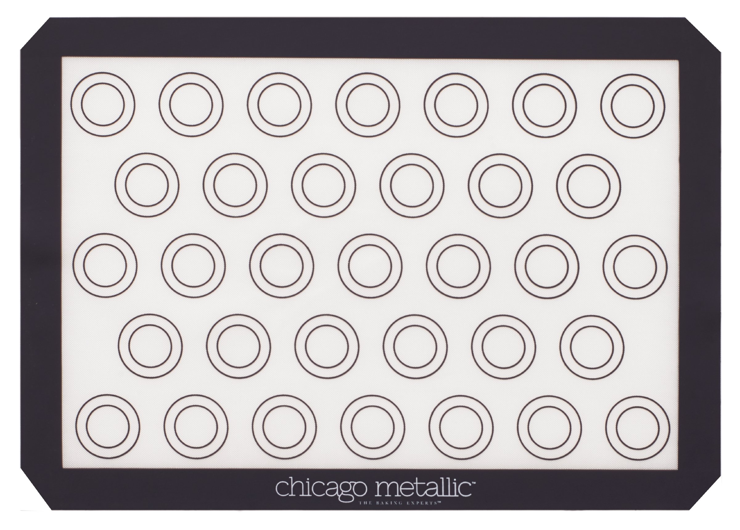 Chicago Metallic Silicone Pastry Mat with Measurements,, Baking Mat with Cookie Marks Gray 16.5x11.5 Inch