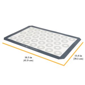 Chicago Metallic Silicone Pastry Mat with Measurements,, Baking Mat with Cookie Marks Gray 16.5x11.5 Inch