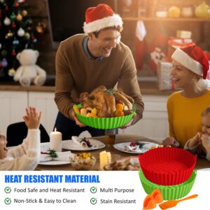 Air Fryer Liners with Oven Mitts and Pastry Brush – 7.5 x 7.5 x 2.5 Inches Reusable Air Fryer Liners Silicone Set with Basting Brush and Oven Gloves – Durable Silicone Material