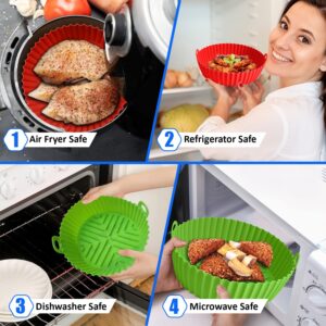 Air Fryer Liners with Oven Mitts and Pastry Brush – 7.5 x 7.5 x 2.5 Inches Reusable Air Fryer Liners Silicone Set with Basting Brush and Oven Gloves – Durable Silicone Material