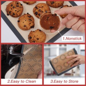 Non-slip Silicone Pastry Mat 3 Set of 1 Quarter + 1 Round & 1 Square Silicone Mats for Baking Mat Food Safe Tray Liner