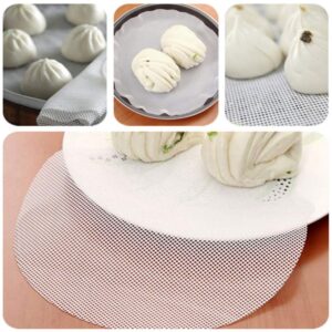 5Pcs 14Inch Non-Stick White Silicone Steamer - Silicone Steamer Mesh- Reusable Kitchen Steamer Mat Liners - Dim Sum Paper Restaurant Kitchen -Steamer Paper Liners for Steaming Basket