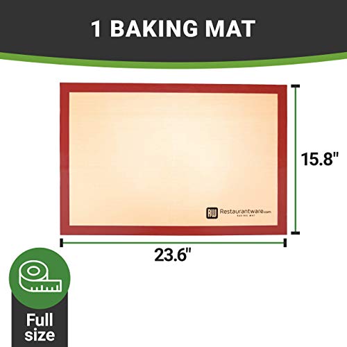 Restaurantware Full Size Silicone Baking Mat 1 Heat-Resistant Cooking Mat - Reusable Ultra-Durable Tan And Red Silicone Nonstick Mat For Pans And Rolling 23.6 x 15.75 Inch