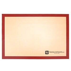 Restaurantware Full Size Silicone Baking Mat 1 Heat-Resistant Cooking Mat - Reusable Ultra-Durable Tan And Red Silicone Nonstick Mat For Pans And Rolling 23.6 x 15.75 Inch