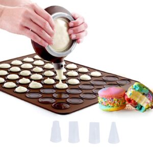 nactech 48 capacity macaron silicone baking mats non-stick macaron baking mold macaron baking kit food safe with 1pcs decorating pen 4 nozzles