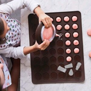 NACTECH 48 Capacity Macaron Silicone Baking Mats Non-Stick Macaron Baking Mold Macaron Baking Kit Food Safe with 1Pcs Decorating Pen 4 Nozzles