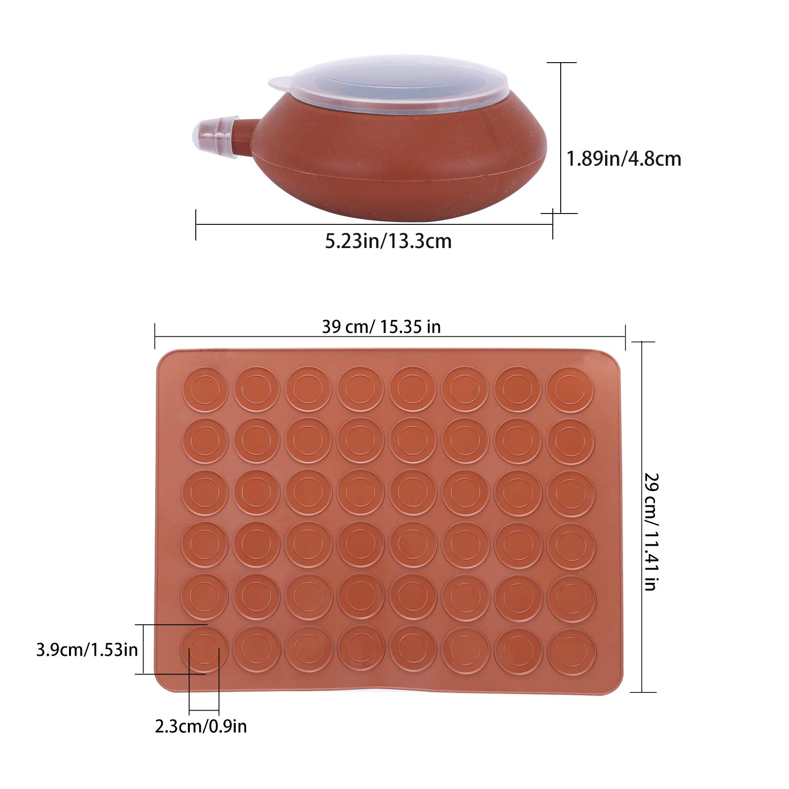 NACTECH 48 Capacity Macaron Silicone Baking Mats Non-Stick Macaron Baking Mold Macaron Baking Kit Food Safe with 1Pcs Decorating Pen 4 Nozzles