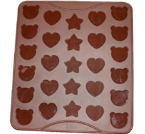 Allforhome 27 Hole Cartoon Bear Star Heart Macarons Making Silicone Mould Macaroon Baking Mat Macaroon DIY molds Heat resistant Pad Nonstick Bread Macaron Baking Sheet Biscuits Bakeware Bakery Tool