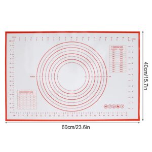 Silicone Measurement Pastry Mat, Reusable Non Stick Baking Mat with Inch CM Measurement for Dough Rolling Fondant Pizza Cookies Making, Large Pie Crust Mat, 23.6x15.7 Inch(Red)