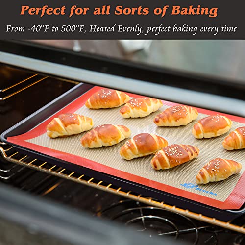 Zcooks Silicone Baking Mat Set (2) Half Sheets Non Stick Silicon Cookie Oven Liner Food Safe Baking Mat