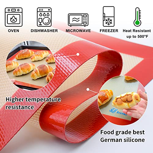 Zcooks Silicone Baking Mat Set (2) Half Sheets Non Stick Silicon Cookie Oven Liner Food Safe Baking Mat